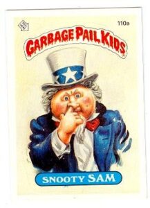 garbage pail kids sticker trading card 1986 topps #110a snotty sam