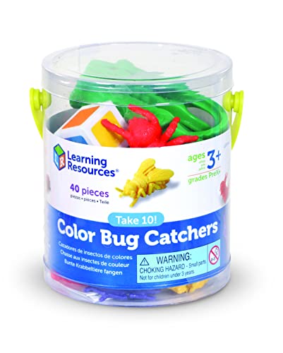 Learning Resources Take 10! Color Bug Catchers, Fine Motor Skills, for 2-4 Players, Ages 3+