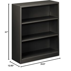 HON S42ABCS Metal Bookcase, Three-Shelf, 34-1/2w x 12-5/8d x 41h, Charcoal