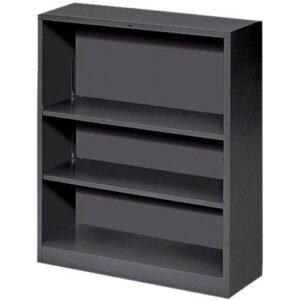 hon s42abcs metal bookcase, three-shelf, 34-1/2w x 12-5/8d x 41h, charcoal