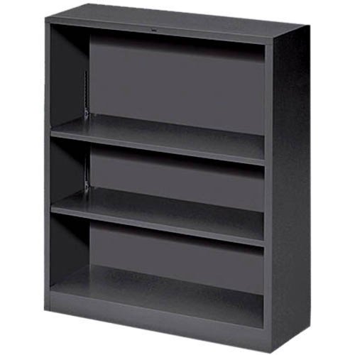 HON S42ABCS Metal Bookcase, Three-Shelf, 34-1/2w x 12-5/8d x 41h, Charcoal