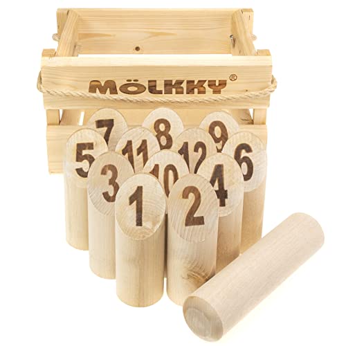 Molkky - Wooden Pin & Skittles Game - Outdoor Fun - For Beach - Park - Picnic - Playground - Classic Family Garden Game from Tactic