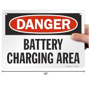 SmartSign-S-0220-PL-10 "Danger - Battery Charging Area" Sign | 7" x 10" Plastic , Black/Red on White