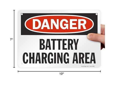 SmartSign-S-0220-PL-10 "Danger - Battery Charging Area" Sign | 7" x 10" Plastic , Black/Red on White