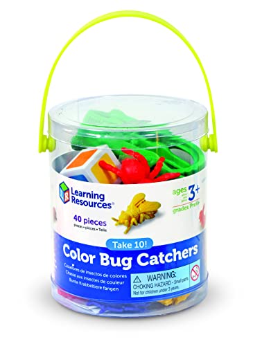 Learning Resources Take 10! Color Bug Catchers, Fine Motor Skills, for 2-4 Players, Ages 3+