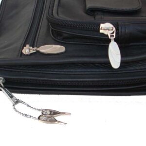 Conceal and Carry Black Leather Purse Compact Design but Highly Efficient includes Built-in Wallet and Locking Zipper for weapon security "The Lisa"