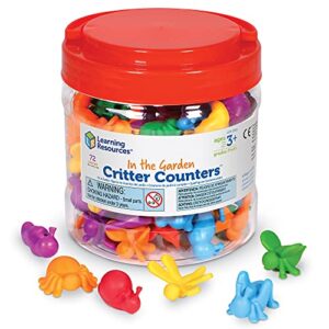 learning resources in the garden critter counters - 72 pieces, ages 3+ toddler learning toys, math games for kids, math manipulatives