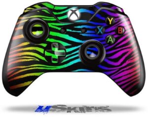 wraptorskinz decal style vinyl skin wrap compatible with xbox one original wireless controller rainbow zebra