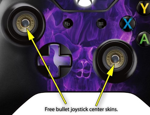 WraptorSkinz Decal Style Vinyl Skin Wrap compatible with XBOX One Original Wireless Controller Flaming Fire Skull Purple - (CONTROLLER NOT INCLUDED)