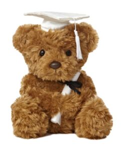 aurora world graduation - 8.5" wagner bear graduation - white cap plush brown