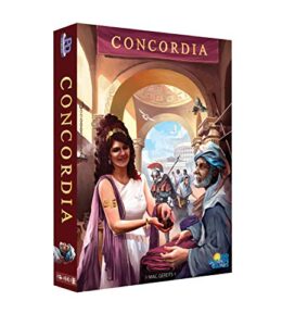 rio grande games: concordia, historical strategy board game, average play time 90 minutes, 2 to 5 players, for ages 14 and up