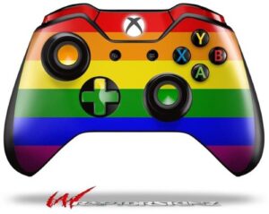 wraptorskinz decal style vinyl skin wrap compatible with xbox one original wireless controller rainbow stripes - (controller not included)