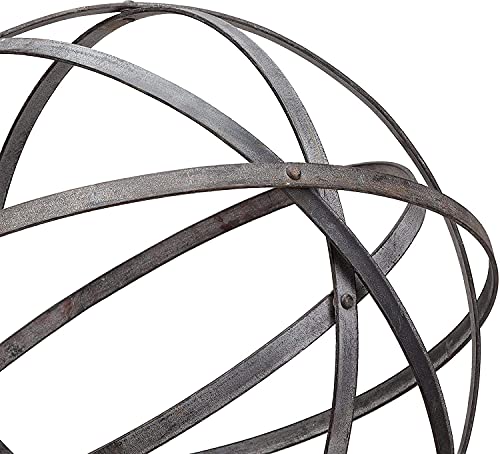 Foreside Home and Garden Black Large Distressed Metal Decorative Sphere Sculpture, 42