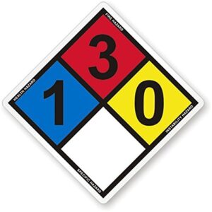 smartsign nfpa 704 - ratings (1,3,0) label | 13.8" tall (tip-to-tip) diamond laminated vinyl, pack of 5