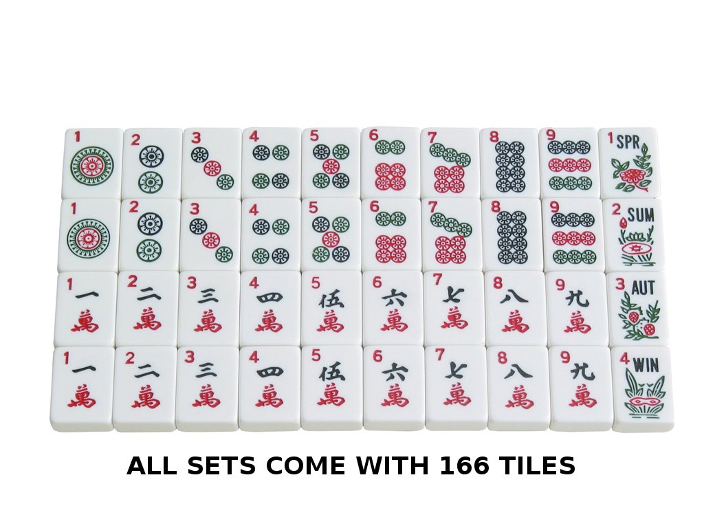 Linda Li New! - American Mahjong Set 166 Premium White Tiles, 4 All-in-One Rack/Pushers, Blue Paisley Soft Bag – Classic Full Size Complete Mahjongg Set