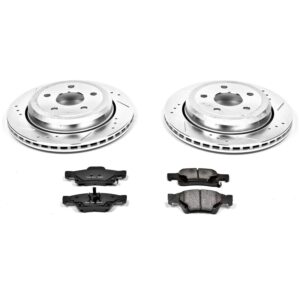 Power Stop K5953 Rear Z23 Carbon Fiber Brake Pads with Drilled & Slotted Brake Rotors Kit