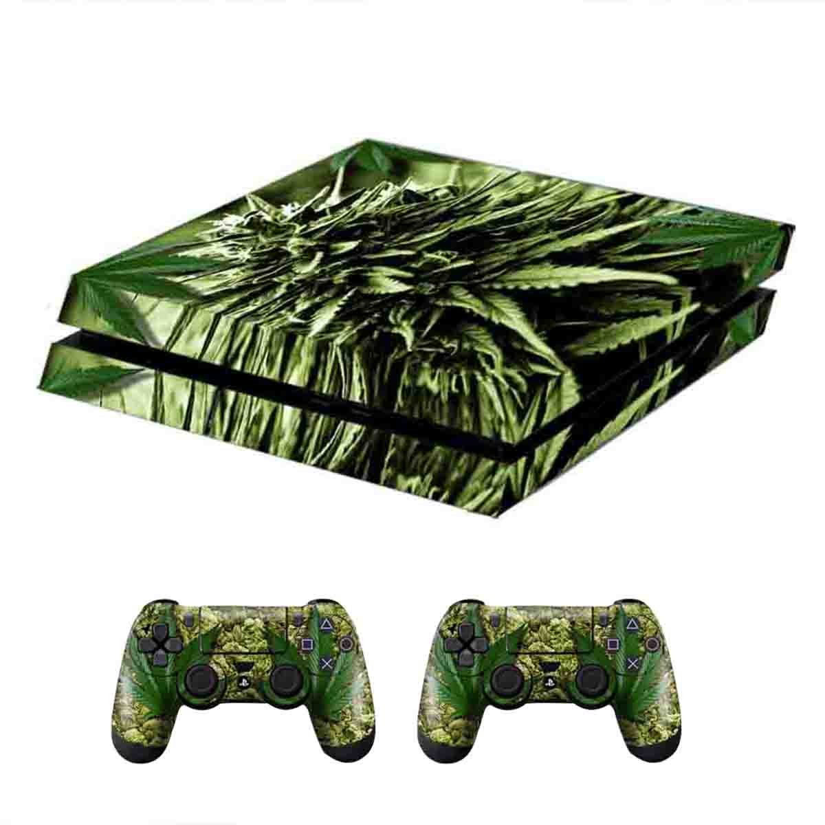 PS4 Designer Skin for Sony PlayStation 4 Console System plus Two(2) Decals for: PS4 Dualshock Controller - Skunk Bud