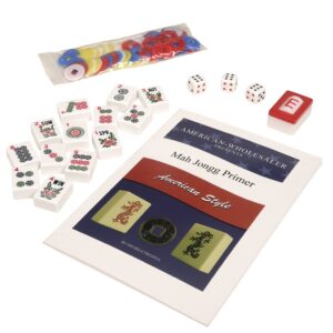 Linda Li New! - American Mahjong Set 166 Premium White Tiles, 4 All-in-One Rack/Pushers, Blue Paisley Soft Bag – Classic Full Size Complete Mahjongg Set