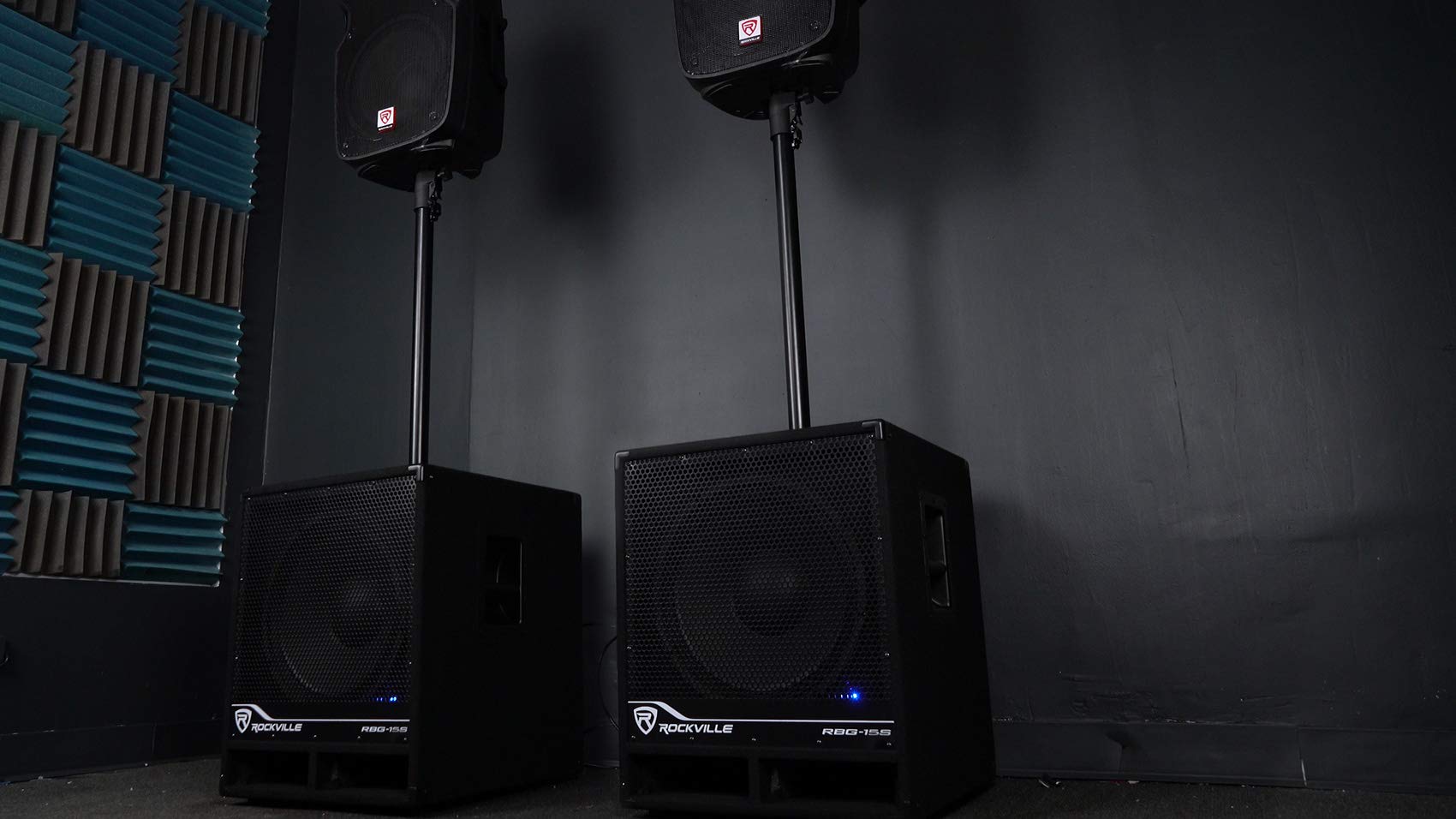 Rockville RBG15S 1600w Active Powered PA Subwoofer w/DSP + Limiter Pro/DJ, 15 inch, Black