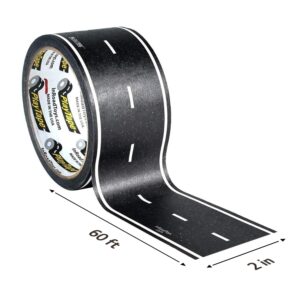 PlayTape Road Tape for Toy Cars - Sticks to Flat Surfaces; No Residue; 60 ft. x 2 in. Black Roadway