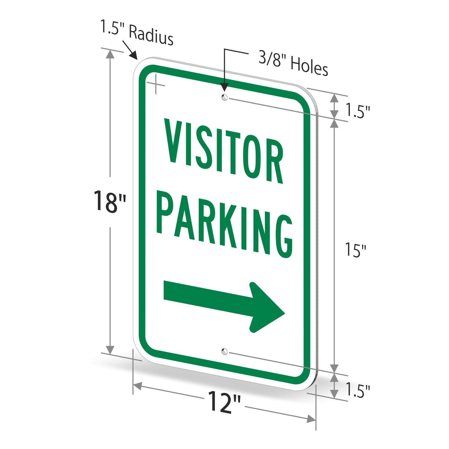 SmartSign - K-1921-EG-12x18-D2 "Visitor Parking" Sign with Right Arrow | 12" x 18" 3M Engineer Grade Reflective Aluminum