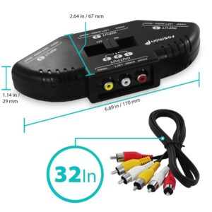 Fosmon A1602 RCA Splitter with 3-Way Audio, Video RCA Switch Box + RCA Cable for Connecting 3 RCA Output Devices to Your TV