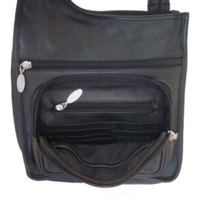 Conceal and Carry Black Leather Purse Compact Design but Highly Efficient includes Built-in Wallet and Locking Zipper for weapon security "The Lisa"