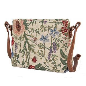 Signare Tapestry Crossbody Bag Shoulder Purse for Women In Morning Garden Design (XB02-MGD)