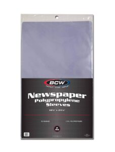 bcw newspaper protector sleeves | acid-free archival quality newspaper preservation sleeves | 14x24 inch newspaper sleeves | holds other prints | protect, store & preserve your newspapers