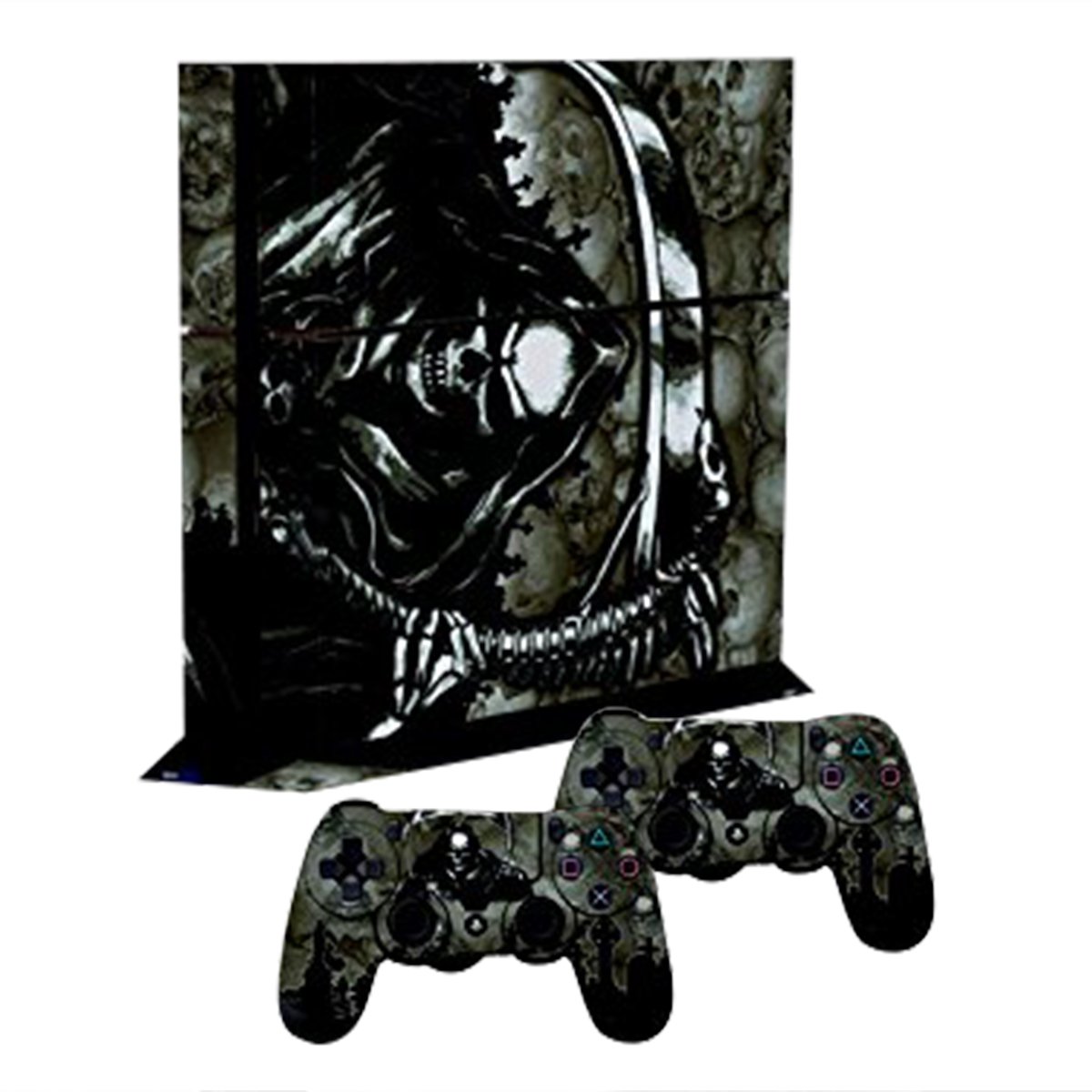 PS4 Designer Skin for Sony PlayStation 4 Console System plus Two(2) Decals for: PS4 Dualshock Controller - Reaper Black