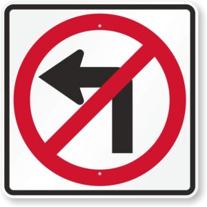 "no left turn" mutcd sign by smartsign | 24" x 24" 3m engineer grade reflective aluminum