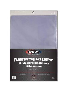 bcw newspaper protector sleeves | acid-free archival quality newspaper preservation sleeves | 14x19 inch newspaper sleeves | holds other prints | protect, store & preserve your newspapers