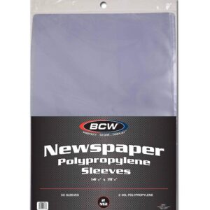 BCW Newspaper Protector Sleeves | Acid-Free Archival Quality Newspaper Preservation Sleeves | 14x19 Inch Newspaper Sleeves | Holds Other Prints | Protect, Store & Preserve Your Newspapers