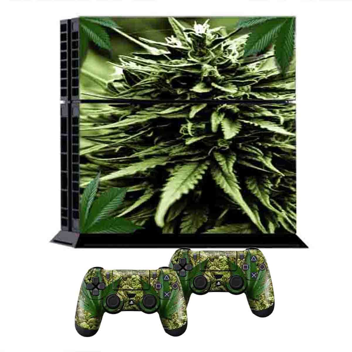 PS4 Designer Skin for Sony PlayStation 4 Console System plus Two(2) Decals for: PS4 Dualshock Controller - Skunk Bud