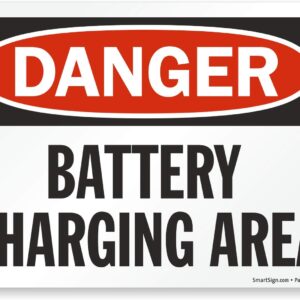 SmartSign-S-0220-PL-10 "Danger - Battery Charging Area" Sign | 7" x 10" Plastic , Black/Red on White