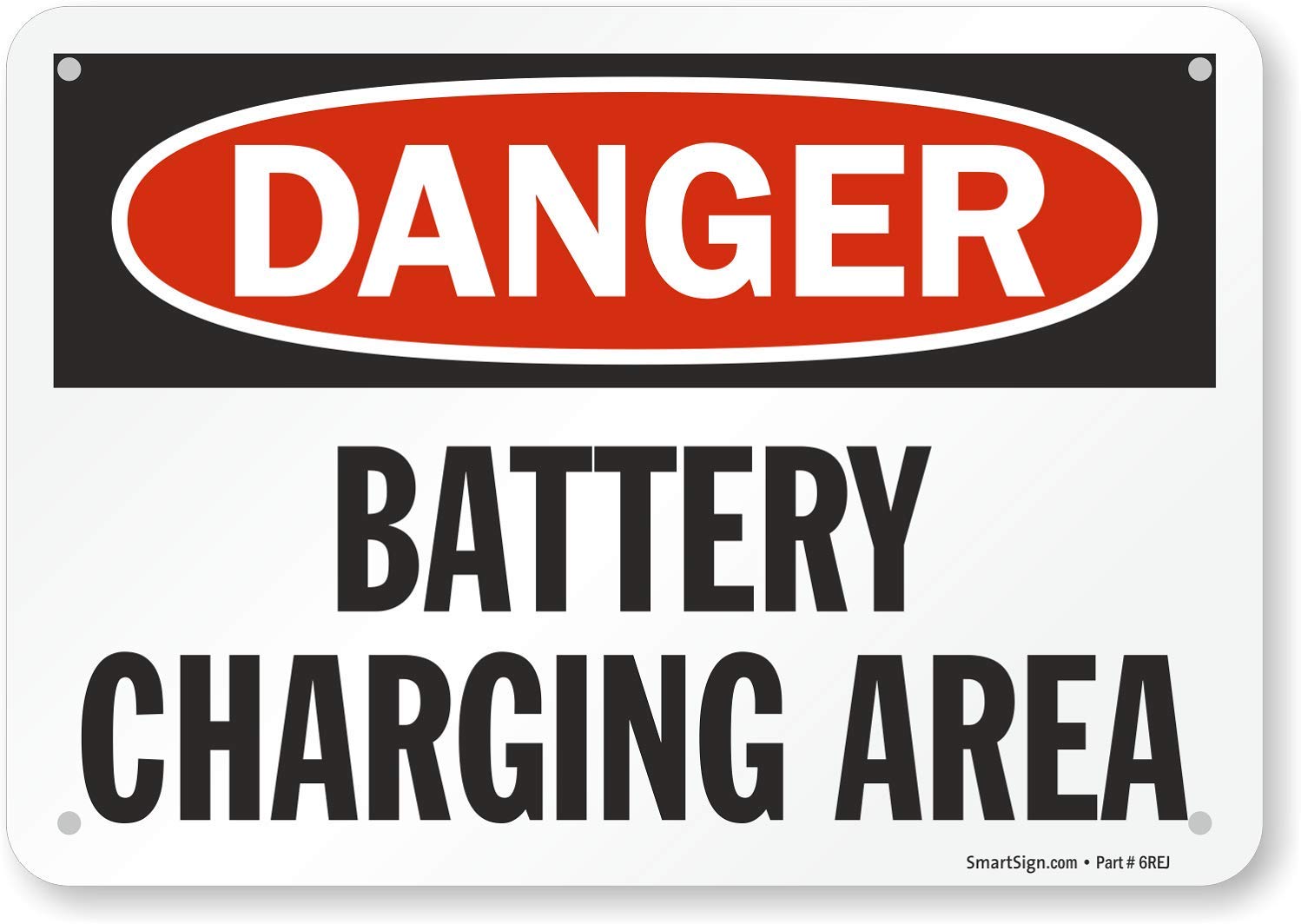 SmartSign-S-0220-PL-10 "Danger - Battery Charging Area" Sign | 7" x 10" Plastic , Black/Red on White