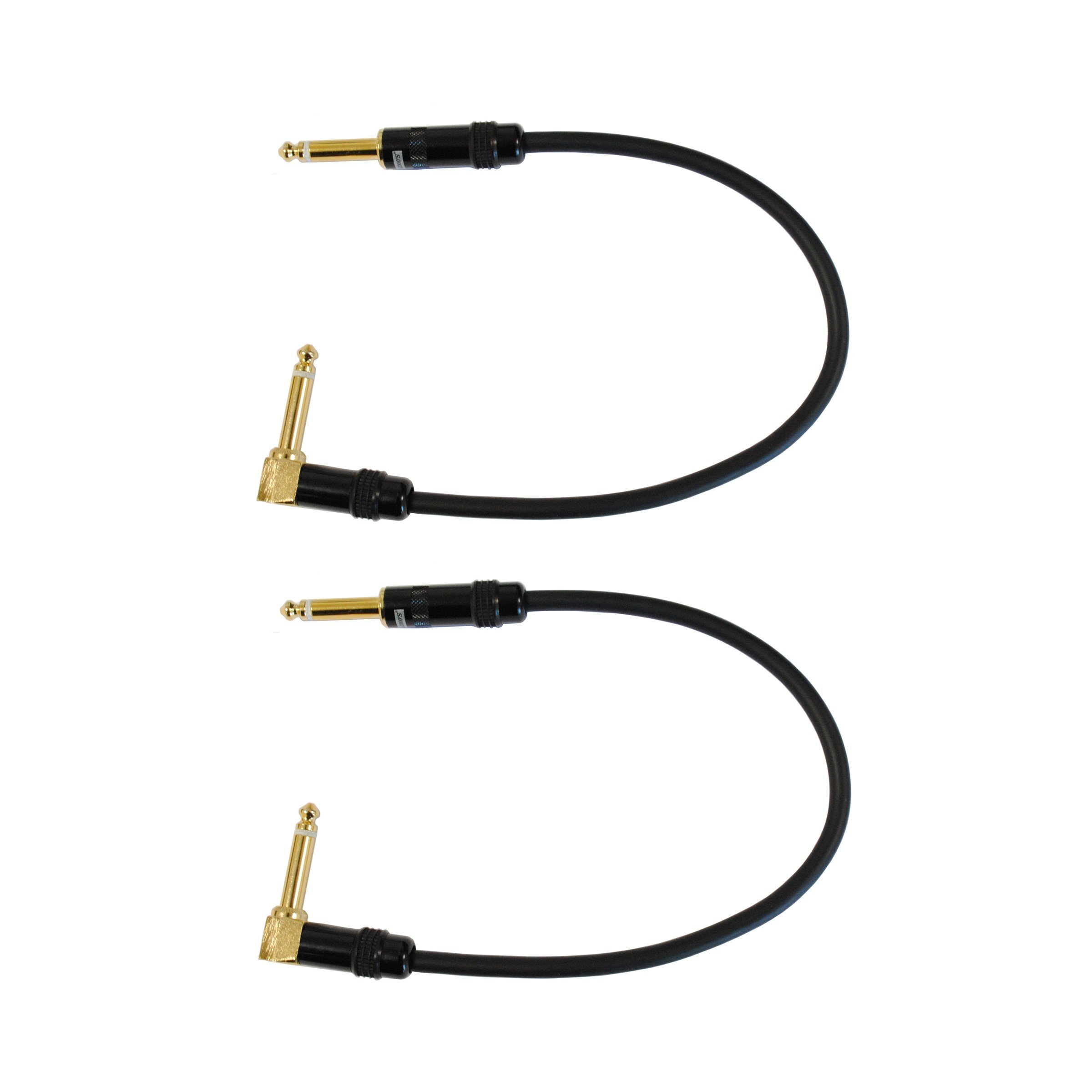 Audio2000's C28001P2 1Ft 1/4" TS Right Angle To 1/4" TS Cable (2 Pack)