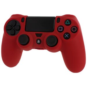 assecure pro red soft silicone skin grip protective cover for sony ps4 contro.