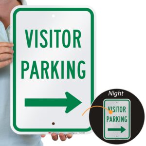 SmartSign - K-1921-EG-12x18-D2 "Visitor Parking" Sign with Right Arrow | 12" x 18" 3M Engineer Grade Reflective Aluminum