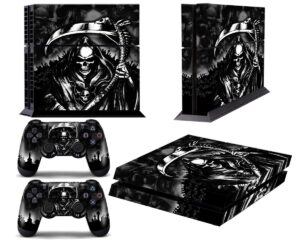 ps4 designer skin for sony playstation 4 console system plus two(2) decals for: ps4 dualshock controller - reaper black