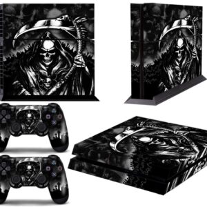 PS4 Designer Skin for Sony PlayStation 4 Console System plus Two(2) Decals for: PS4 Dualshock Controller - Reaper Black