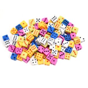 SmartDealsPro 100 Assorted 1/5" 5mm D6 Mini Dice Game Dot Square Dice Set