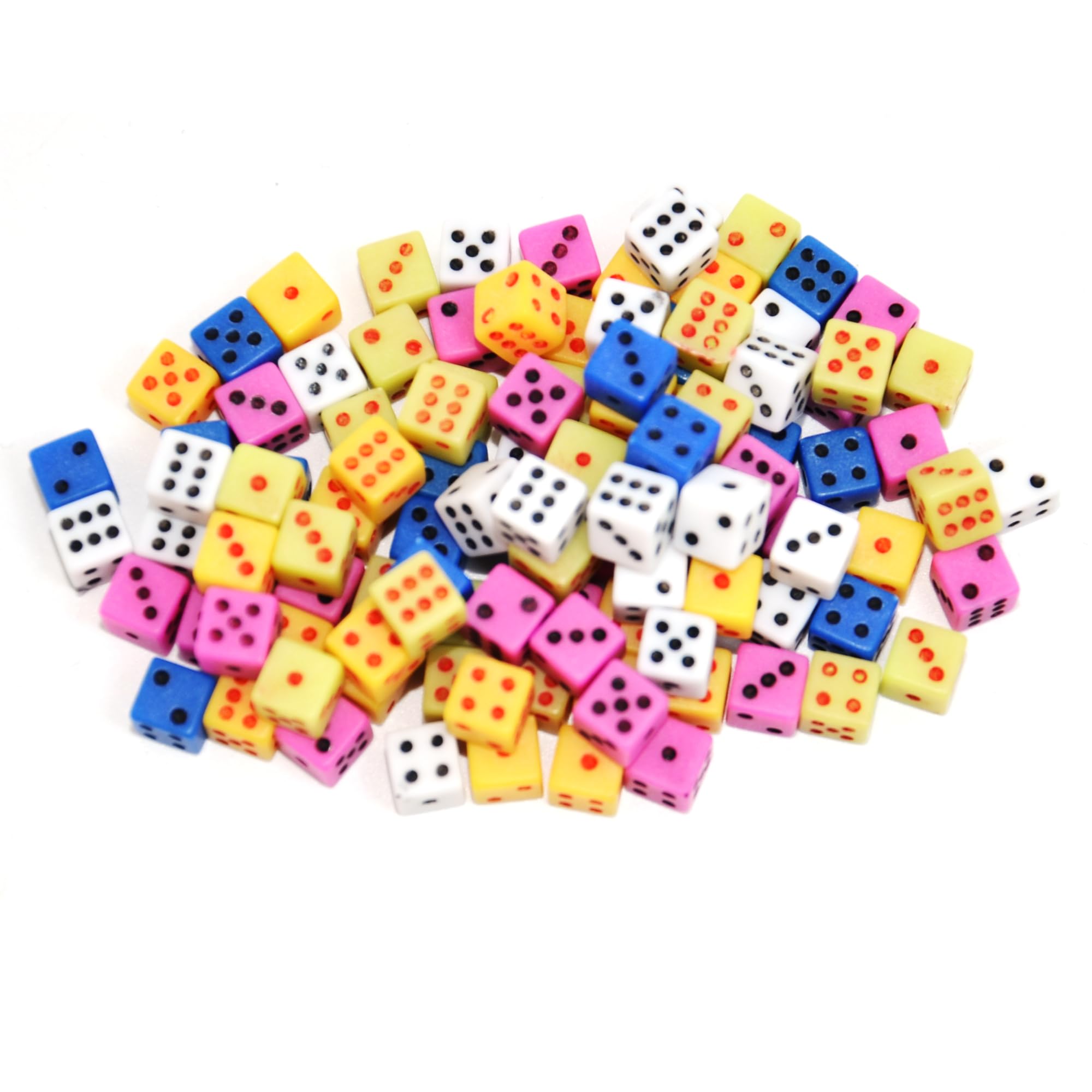 SmartDealsPro 100 Assorted 1/5" 5mm D6 Mini Dice Game Dot Square Dice Set