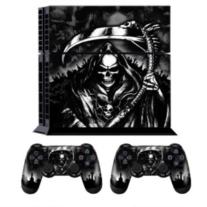 PS4 Designer Skin for Sony PlayStation 4 Console System plus Two(2) Decals for: PS4 Dualshock Controller - Reaper Black