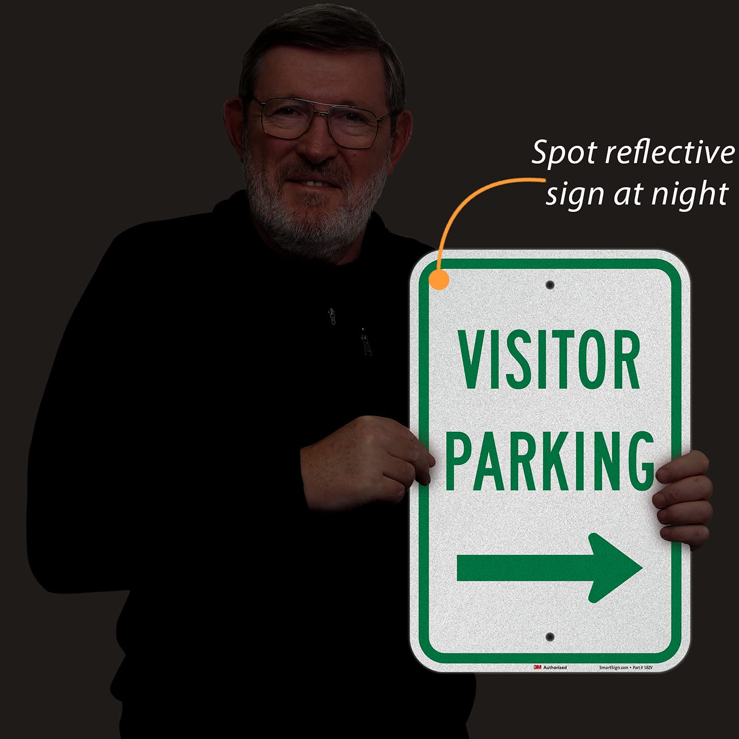 SmartSign - K-1921-EG-12x18-D2 "Visitor Parking" Sign with Right Arrow | 12" x 18" 3M Engineer Grade Reflective Aluminum