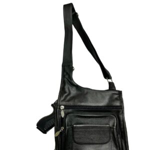 Conceal and Carry Black Leather Purse Compact Design but Highly Efficient includes Built-in Wallet and Locking Zipper for weapon security "The Lisa"