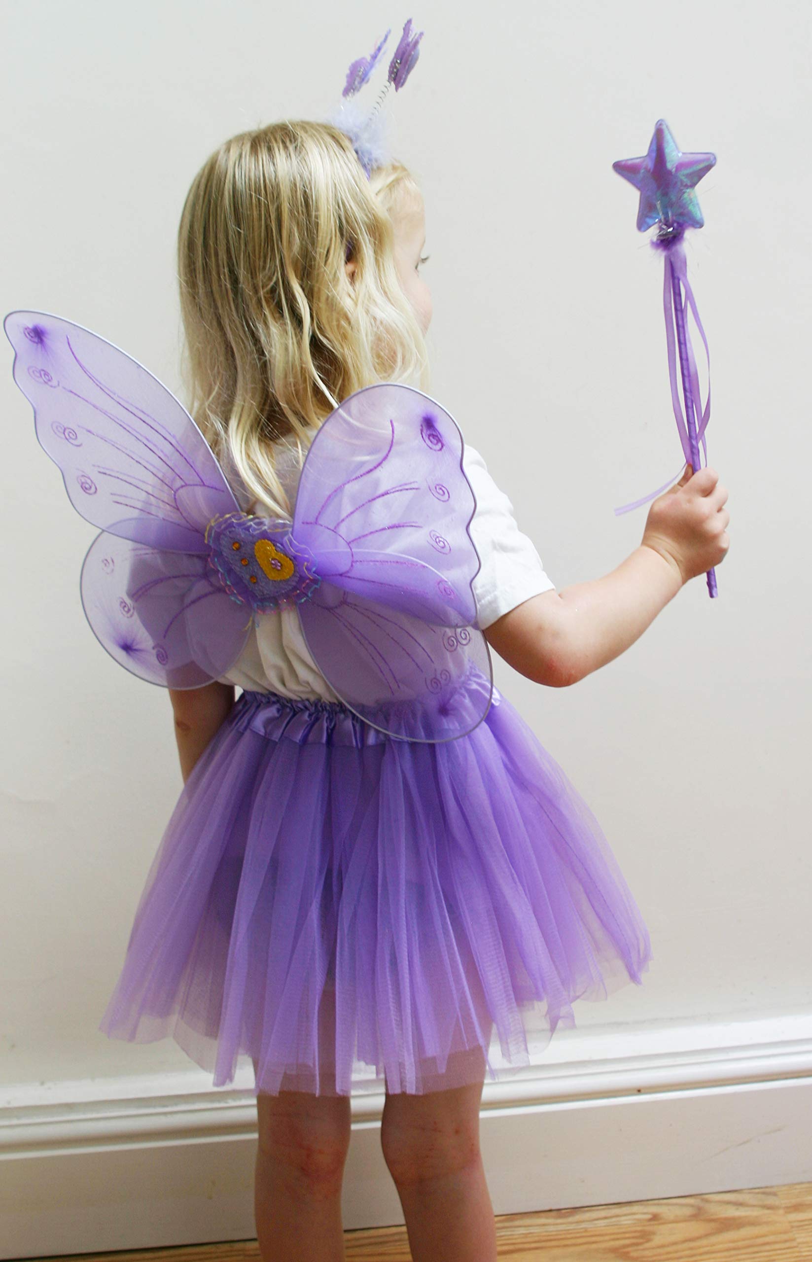 Fun Play Fairy Dressing up Costume for Girls – Butterfly Fairy Wings, Tutu, Magic Wand,Headband Costume Set for 3-8 Years