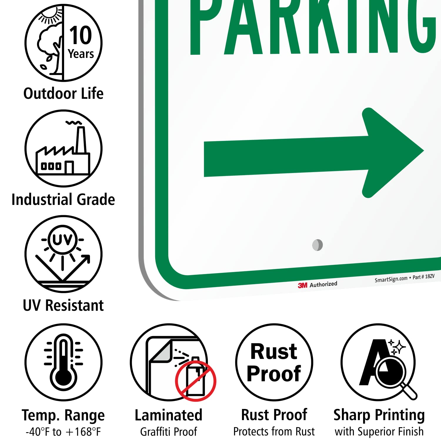 SmartSign - K-1921-EG-12x18-D2 "Visitor Parking" Sign with Right Arrow | 12" x 18" 3M Engineer Grade Reflective Aluminum