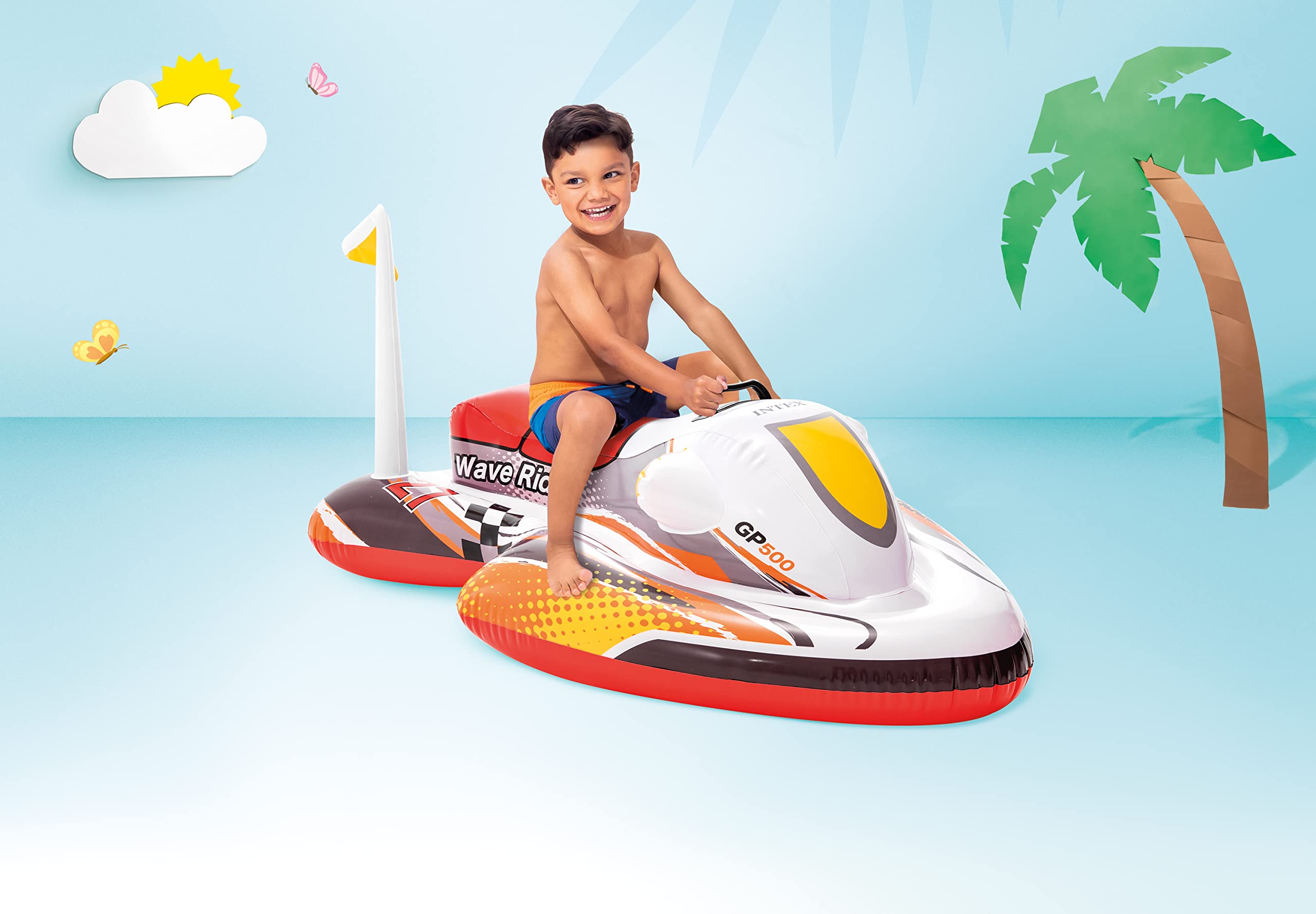 INTEX Wave Rider Inflatable Pool Float: Pool Toy For Kids – Heavy-Duty Handle – 88lb Weight Capacity – 46" x 30.5" – For Ages 3+