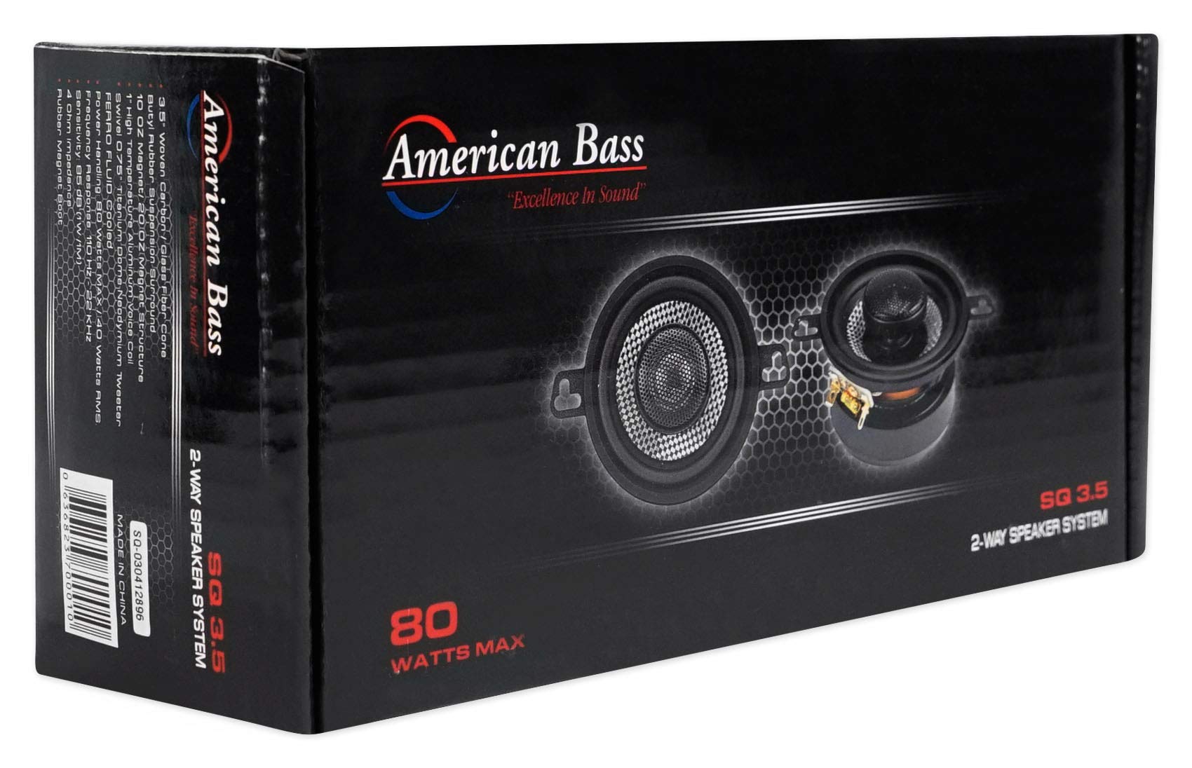 American Bass SQ3.5 SPEAKER 3.5" 2-WAY 80WATTS AMERICAN BASS;CARBON FIBER